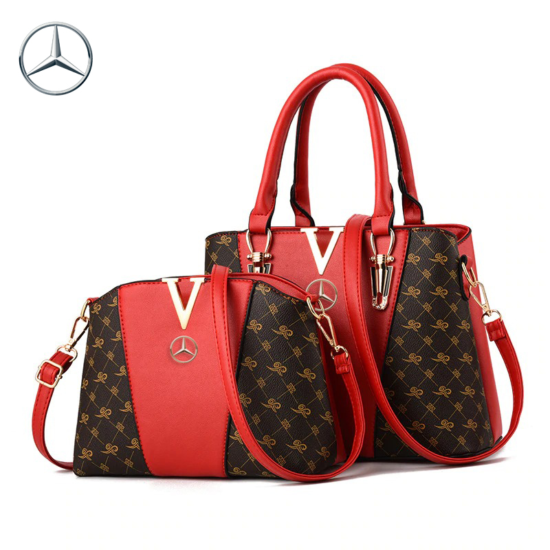 Mercedes Benz Luxury Leather Women Tote Handbag Set